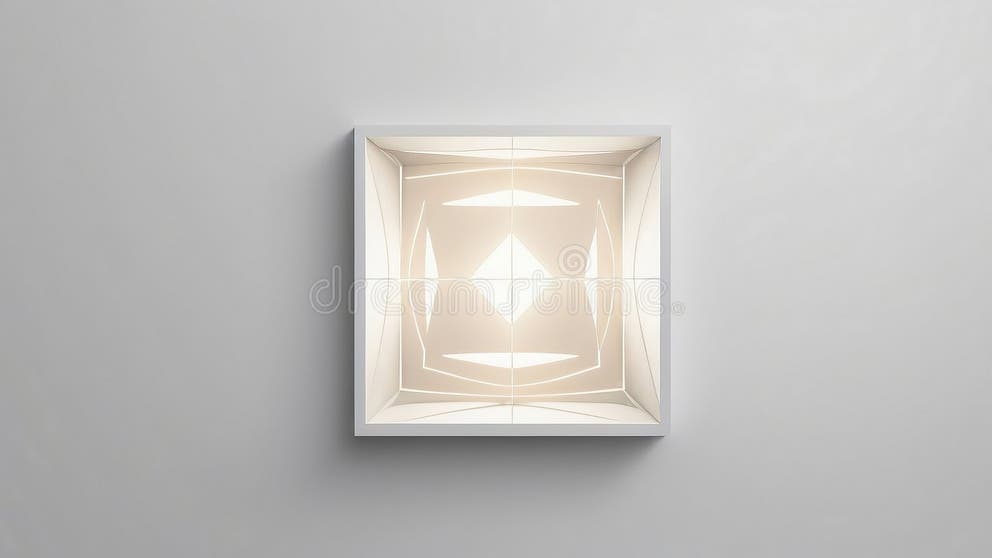 A White Square Light Fixture with a Geometric Pattern Casts a Soft Glow ...