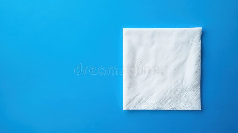 White Square Napkin Isolated Against a Blue Backdrop with Space for ...