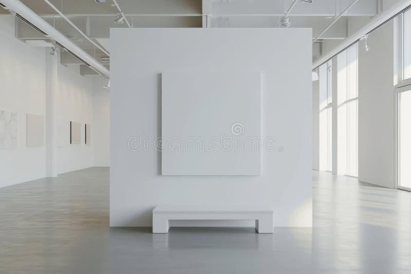 White Square Painting on a White Empty Wall, Photo Realistic, Modern ...