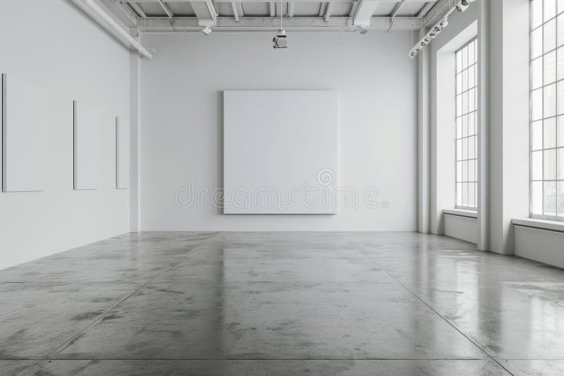 White Square Painting on a White Empty Wall, Photo Realistic, Modern ...