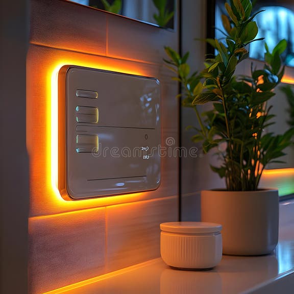 White Square Panel with Orange Backlight Illustration Stock ...