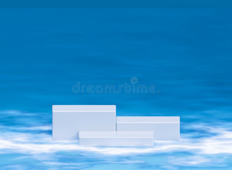 White Square Pedestal Step Pattern Blue Backgroun Stock Illustration ...
