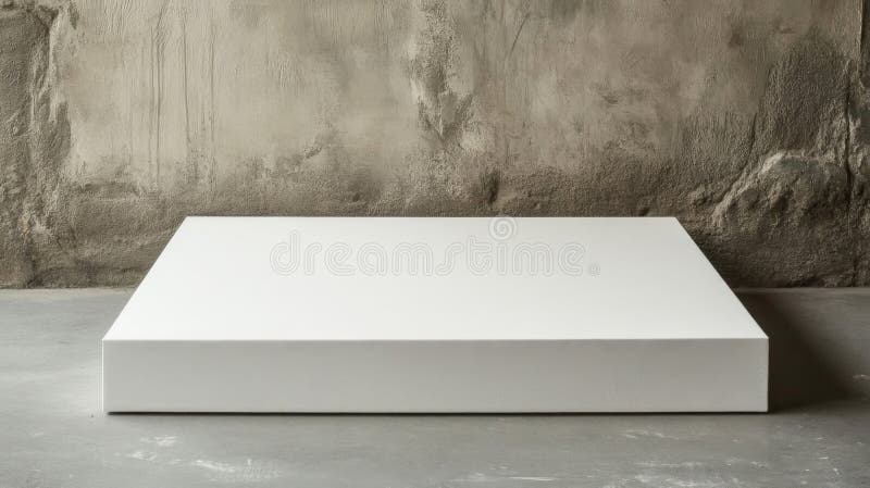 White Square Platform Against a Grey Concrete Wall Stock Illustration ...
