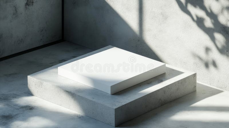 White Square Platform on Gray Concrete Stock Illustration ...