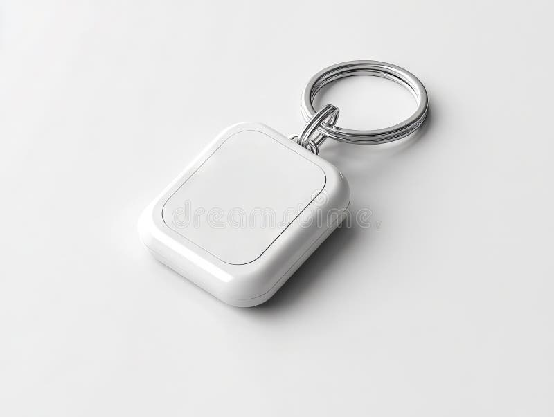 A White Square Shaped Keychain on a White Surface Stock Photo - Image ...
