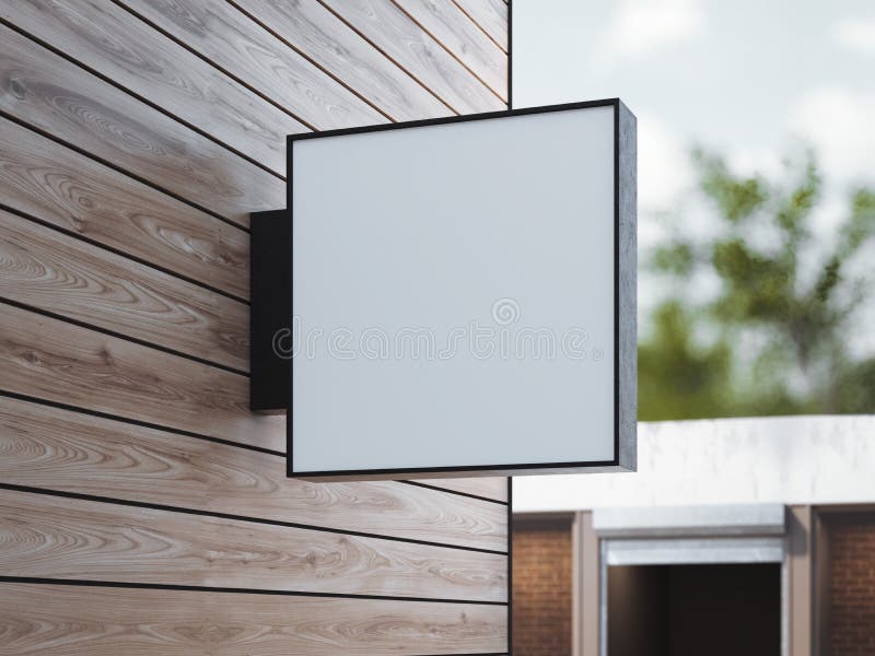 White Square Signboard On The Wall. 3d Rendering Stock Illustration ...