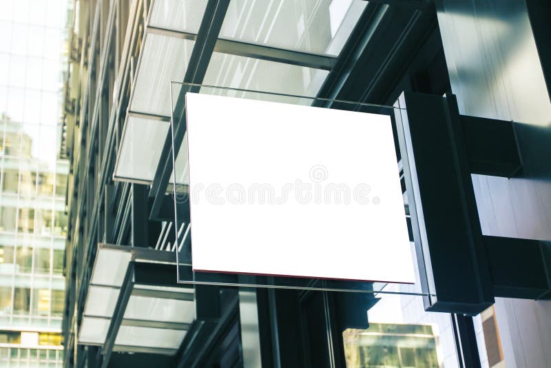 White Square Signboard on the Wall of a Modern Shopping Mall Stock ...