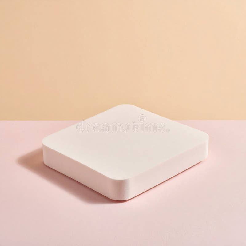 White Square Sponge on Pastel Pink and Beige Background Stock ...