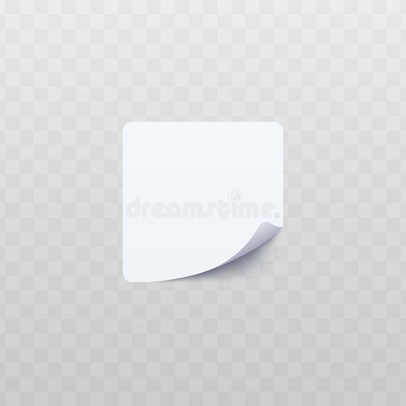 White Square Sticker with Rolled or Twisted Corner Realistic Style ...