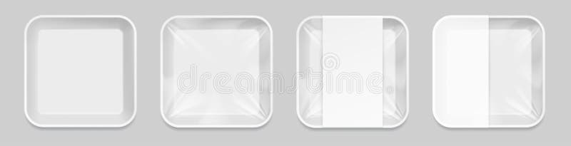 White Square Styrofoam Food Tray Pack. Template for Mock Stock Vector ...