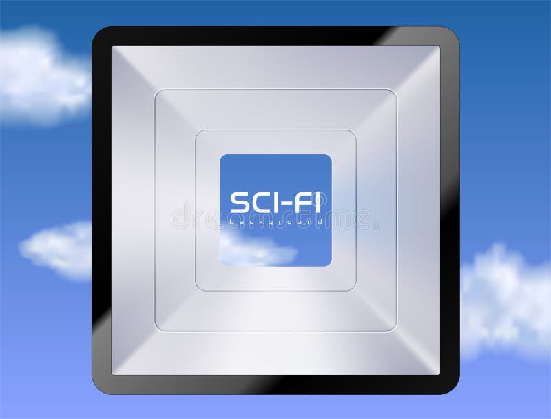 White Square Tunnel with Glossy Black Edge Frame on Cloud Blue Sky ...