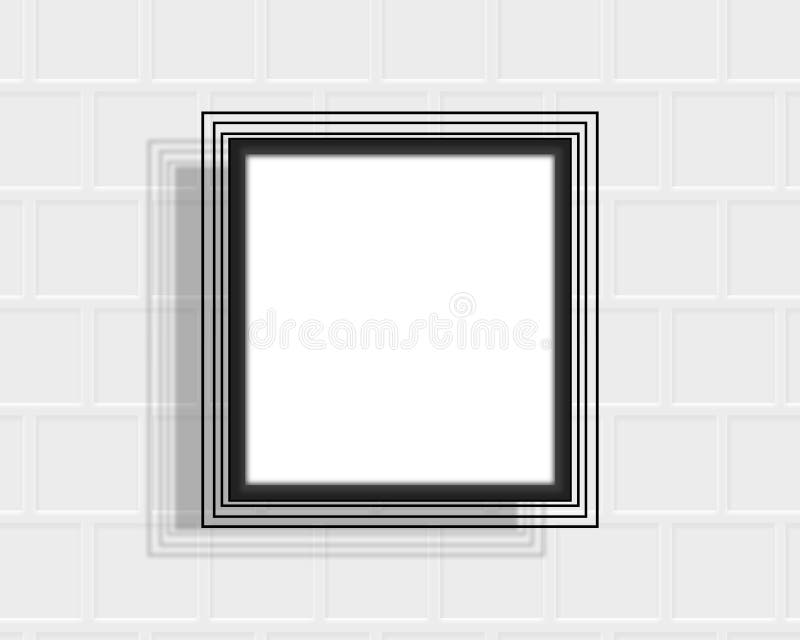 White Squared Photo Frame on White Brick Wall with Soft Light. One ...