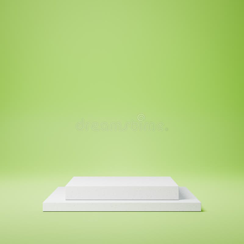 White Squared Product Display Pedestal on Green Background Stock ...