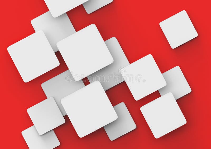 White Squares on a Red Background. 3d Illustration Stock Illustration ...