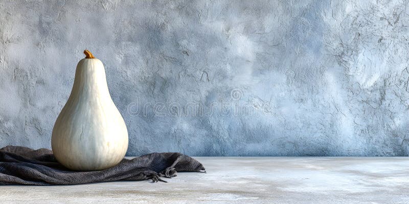 White Squash Placed on Dark Fabric Against a Textured Gray Wall ...