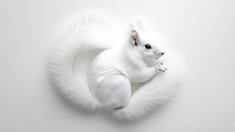White Squirrel Curled in a Circular Position a White Squirrel with ...