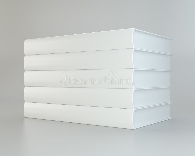White Stack Realistic of Books on Gray Background. 3d Rendering Stock ...