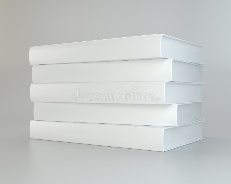 Stack of Books Blank Book Cover White. 3d Rendering Stock Illustration ...