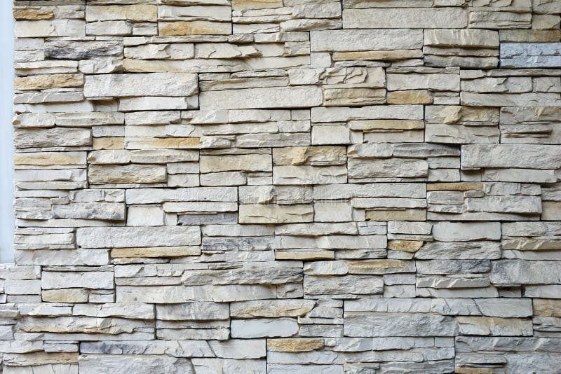 White Stacked Slabs Stone Wall Cladding Panels. Stock Image - Image of ...