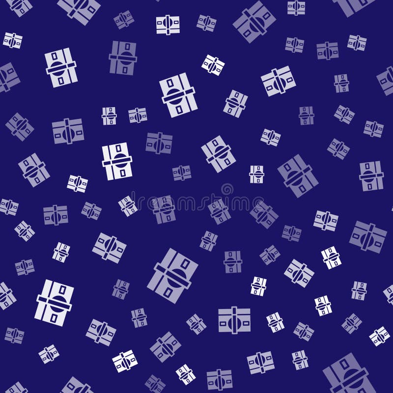 White Stacks Paper Money Cash Icon Isolated Seamless Pattern on Blue ...