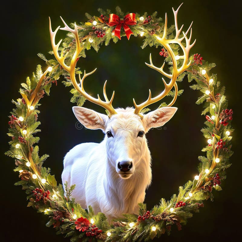 White Stag Holiday Design Created with Generative AI Stock Illustration ...