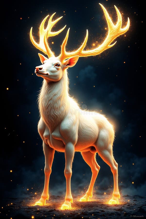 White Stag Standing Bold AI GENERATED IMAGE Stock Illustration ...