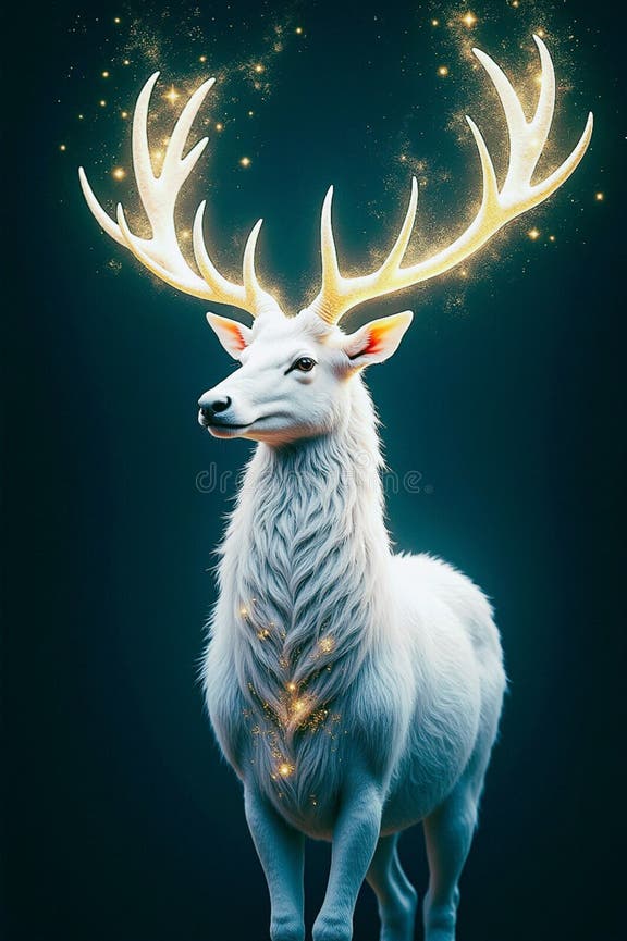 White Stag Standing Bold AI GENERATED IMAGE Stock Illustration ...