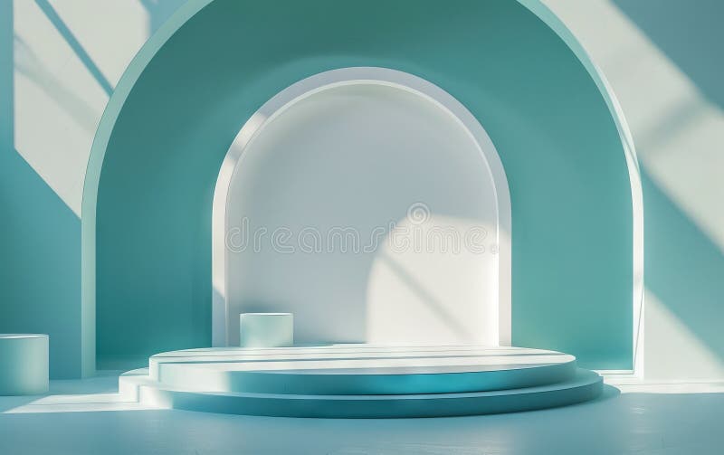 A White Stage with an Archway and Pillars Stock Photo - Image of design ...