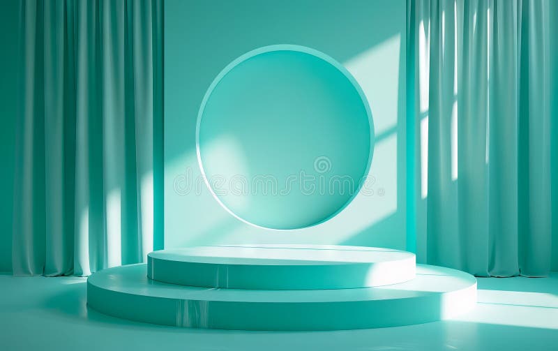 A White Stage with a Circular Mirror in the Middle Stock Image - Image ...