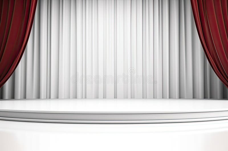 White Stage with Curtain, Generative AI Stock Illustration ...
