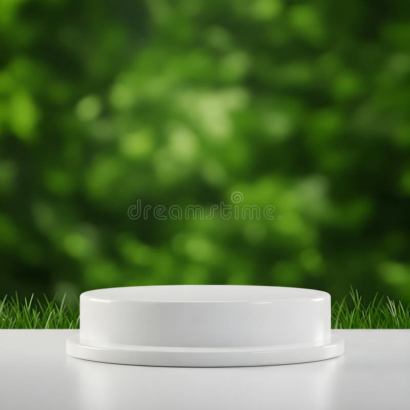 A White Stage Empty Podium Surrounded by Lush Greenery Display Nature ...