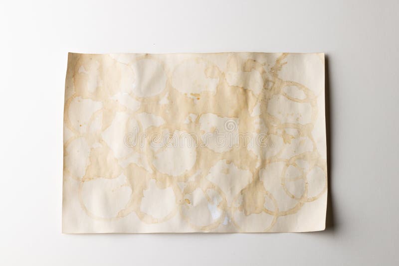 White Stained Piece of Paper with Copy Space on White Background Stock ...