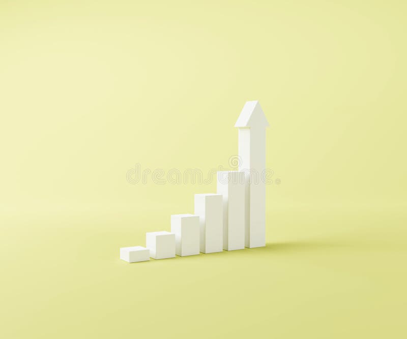 White Stair Step Growth Graph Way To Success 3D Render Illustration ...