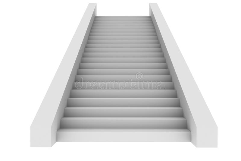 White Staircase Front View Isolated on White Background Stock ...