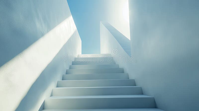 White Staircase Leading Upwards To Light Stock Image - Image of ...