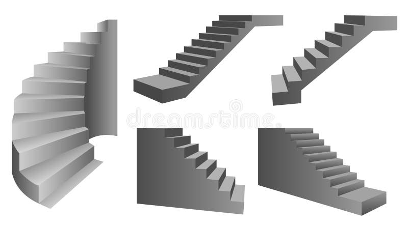 Realistic Staircases Side View, Illustration of Stairs from the Side ...