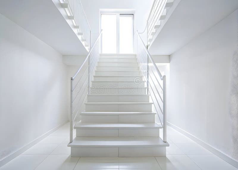 White Stairs in a Modern Architectural Setting Stock Illustration - Illustration of staircase ...