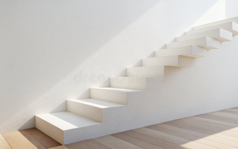 White Stairs on White Plastered Wall. Shade from Sunlight Stock Illustration - Illustration of ...