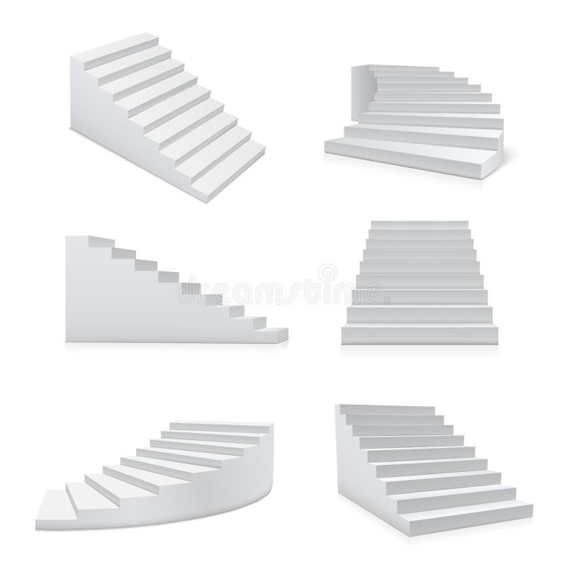 White Stairs Realistic Set, Architecture and Progress Element Stock ...