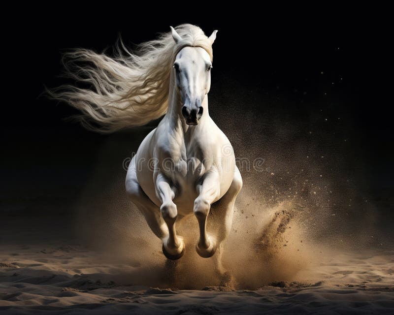 White Stallion with Contorted Legs Performing in Show Dancing Horse ...