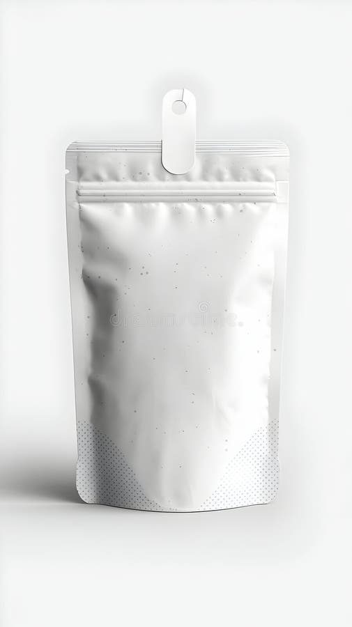 White Stand Up Pouch with Tab, Clean Design on White Background ...