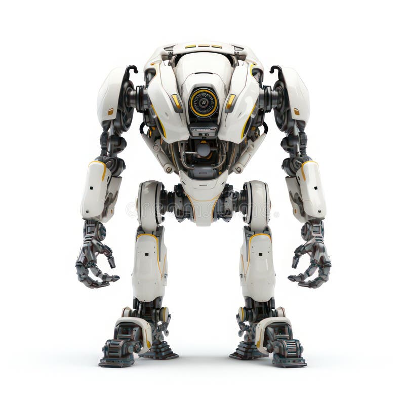 White Standing Robot Isolated on White Created with Generative AI. Big ...