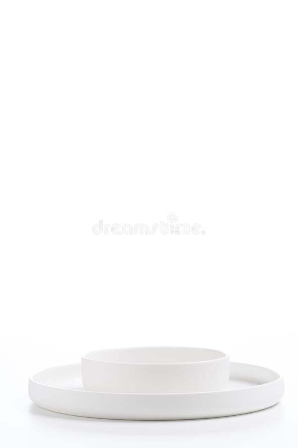 White Stapled Plates Isolated Over White Stock Photo - Image of empty ...