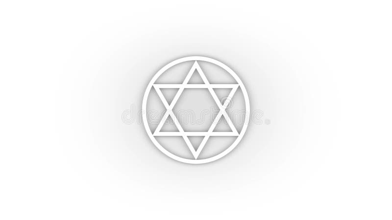 White Star of David in a Circle Icon with Shadow Isolated on White ...
