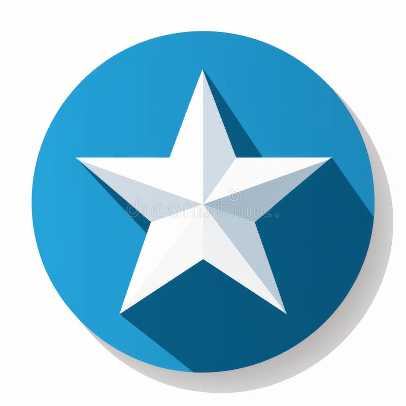 A White Star Icon on a Blue Circle Stock Illustration - Illustration of ...