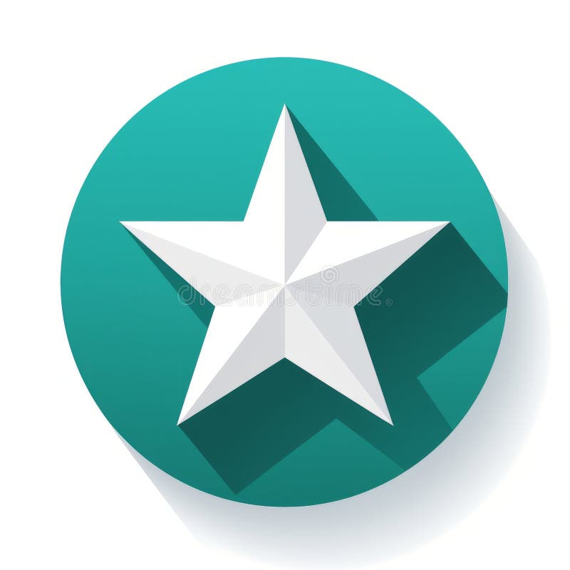 A White Star Icon on a Turquoise Circle Stock Illustration ...