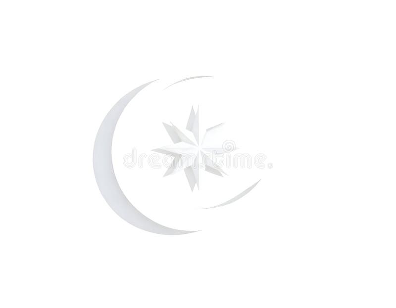 Crescent Moon and Star Symbol, Light Gray - Generated Using Ai Stock ...