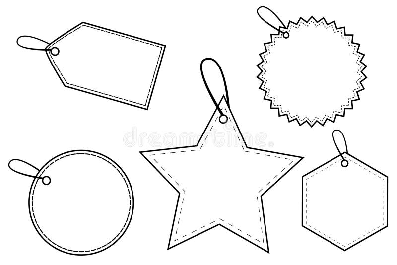 White Star, Rectangle, Hexagon, Oval, Circle Blank Tags Stock Vector ...