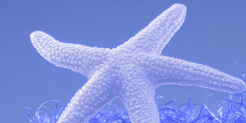 White Starfish on Blue Background with Textured Surface and Ocean Stock ...