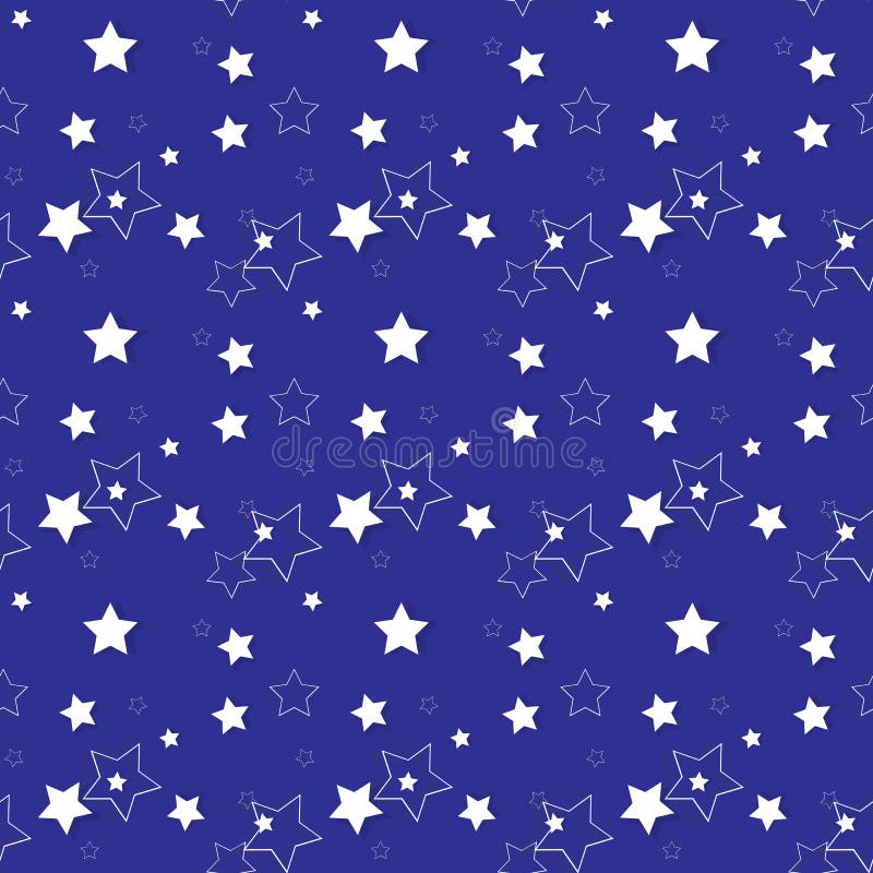 White Stars on a Blue Background. Seamless Pattern Stock Vector ...